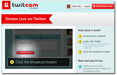Twitcam para transmitir videos en Twitter – Agridulce